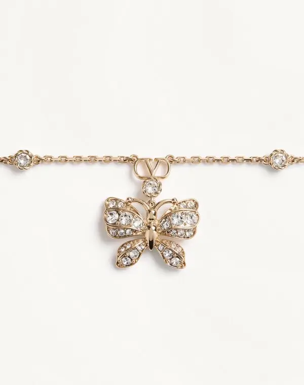 Valentino Garavani Flutterby Metal And Swarovski Crystals Necklace