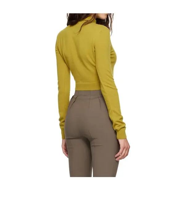 MUGLER Cashmere Cropped Polo Top