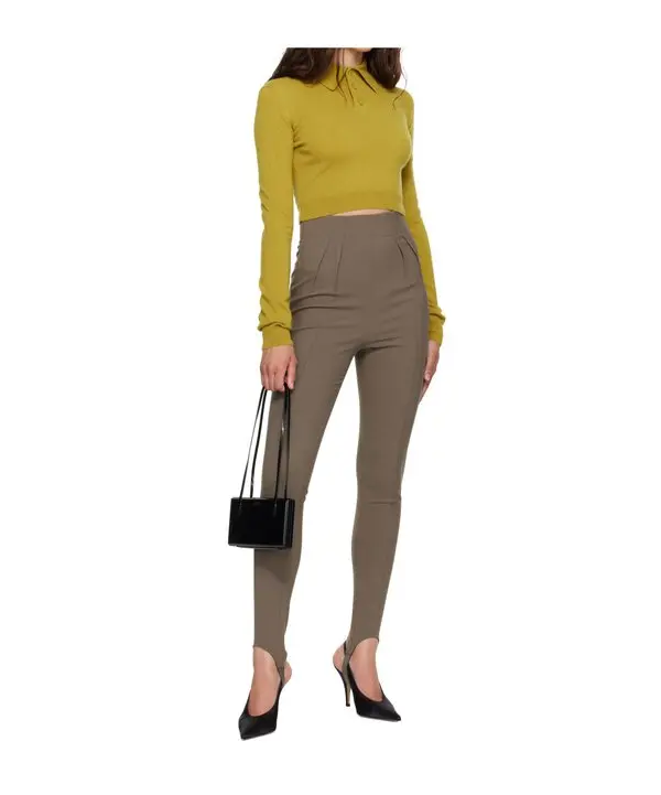 MUGLER Cashmere Cropped Polo Top