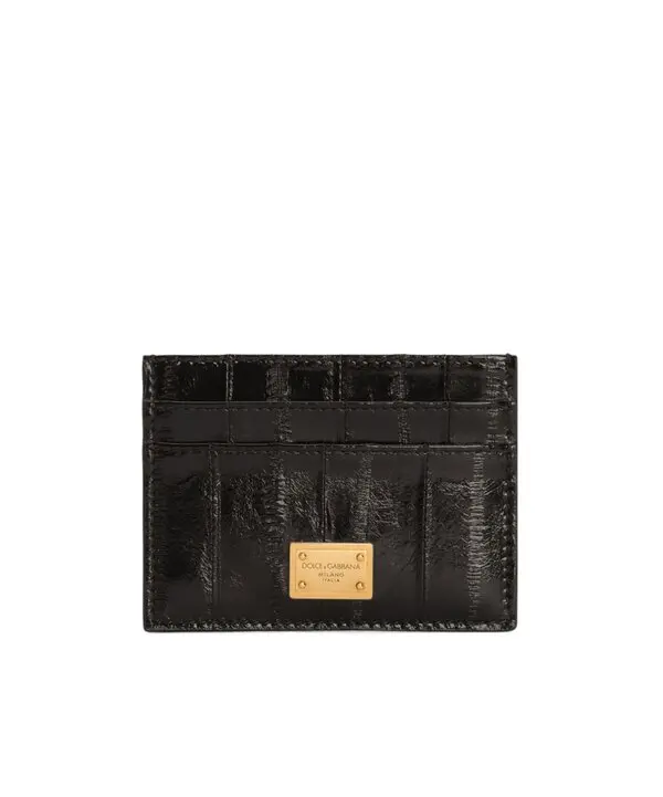 Dolce & Gabbana Dolce Gabbana Eel Logo Plate Card Holder - Black