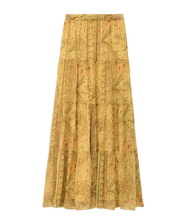 Ba&sh Cali Paisley-print Tiered Maxi Skirt
