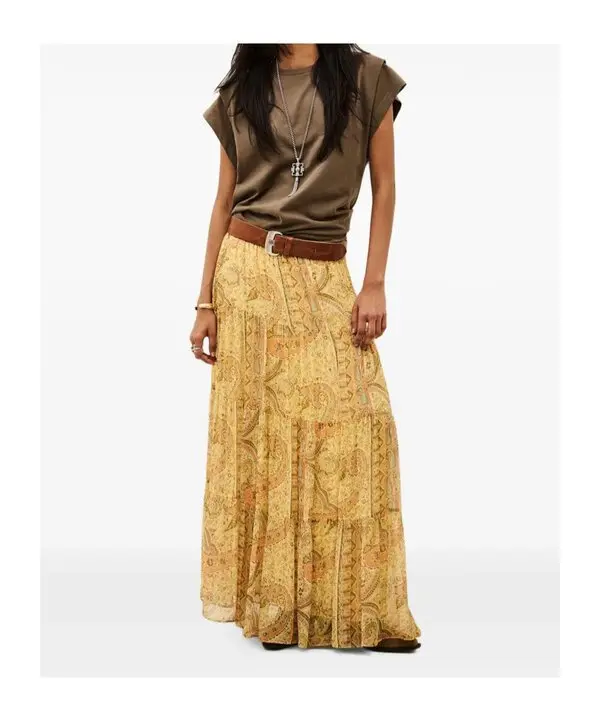 Ba&sh Cali Paisley-print Tiered Maxi Skirt