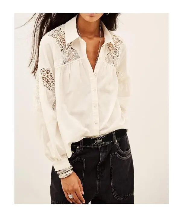 Ba&sh Roseannie Lace-panelled Ruffled Blouse