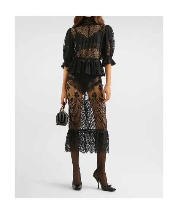 Dolce & Gabbana Dolce Gabbana Floral Lace Pencil Skirt