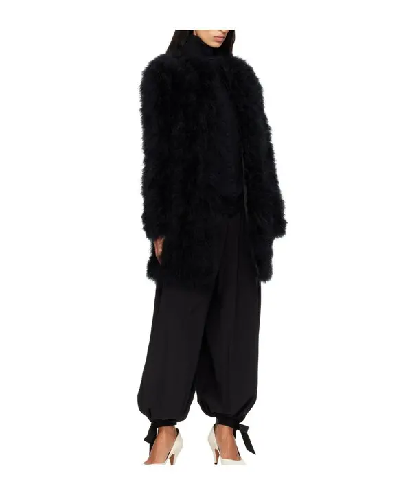 YVES SALOMON Feather Coat - Black