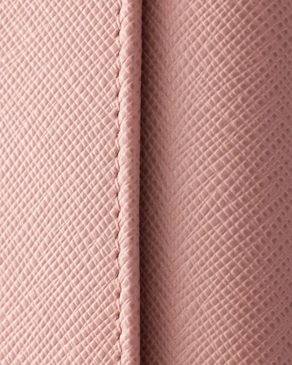 Prada Saffiano Leather Wallet With Shoulder Strap - Peach