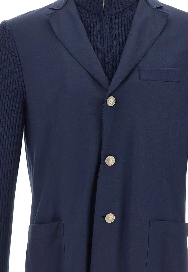 Eleventy Ribbed Sleeve Bib Blazer