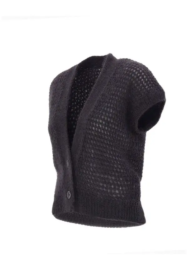 Eleventy Openwork Sleeveless Cardigan