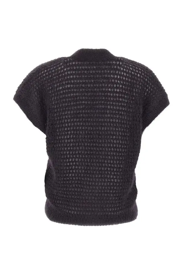 Eleventy Openwork Sleeveless Cardigan