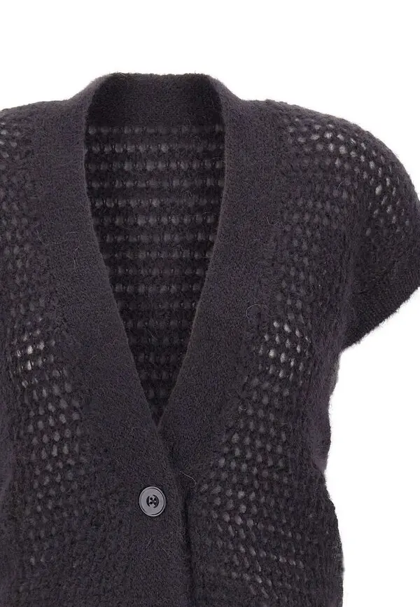 Eleventy Openwork Sleeveless Cardigan