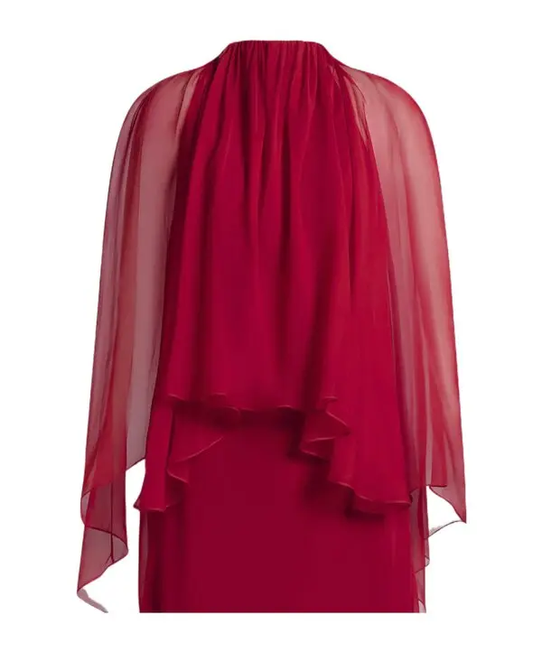 Alberta Ferretti Enver Satin Gown With Chiffon Cape