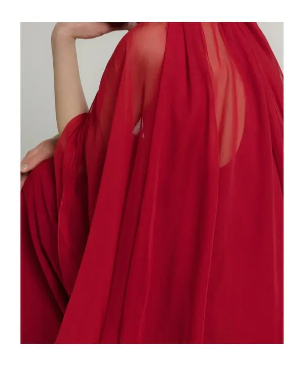 Alberta Ferretti Enver Satin Gown With Chiffon Cape