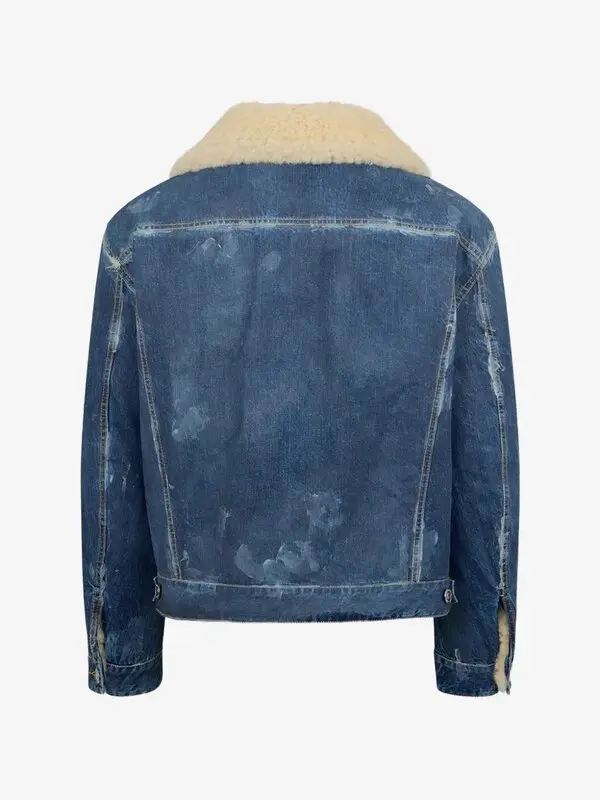 Dsquared2 Frosted Shearling-collar Denim Jacket