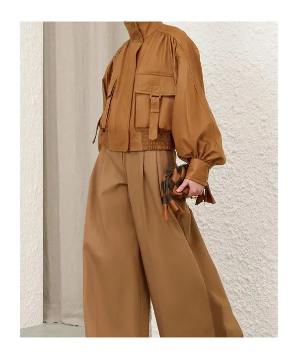 Zimmermann Valiant Leather Biker Jacket - Amber