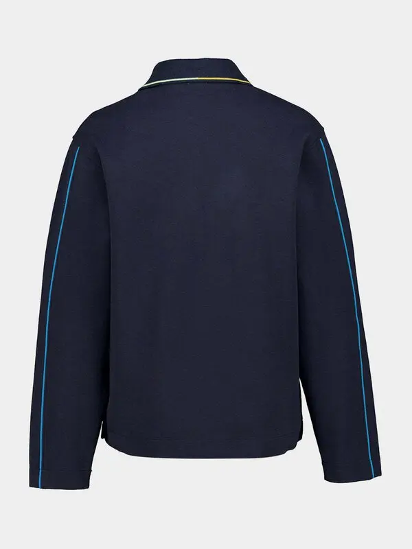 Casablanca Navy Punto Collared Cotton Polo Sweatshirt
