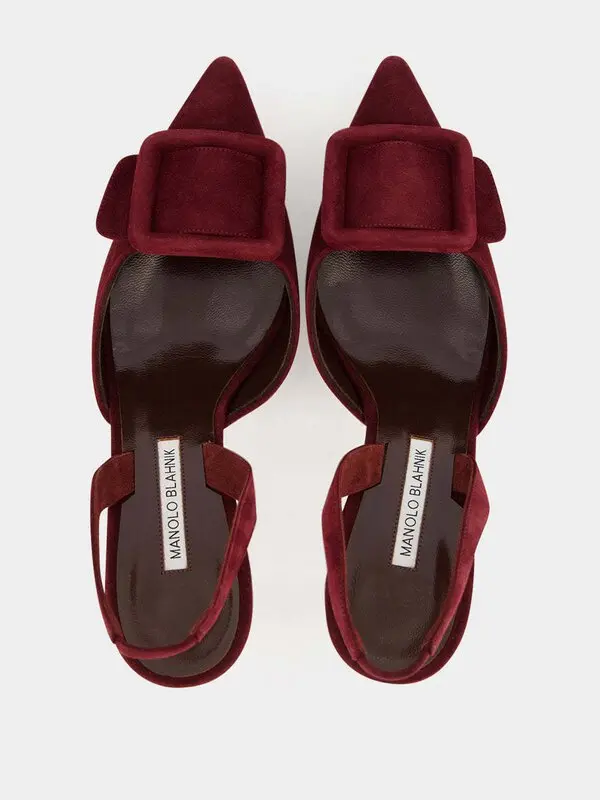 Manolo Blahnik Maysli Slingback Pumps - Deep Red