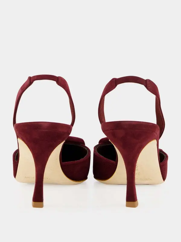 Manolo Blahnik Maysli Slingback Pumps - Deep Red