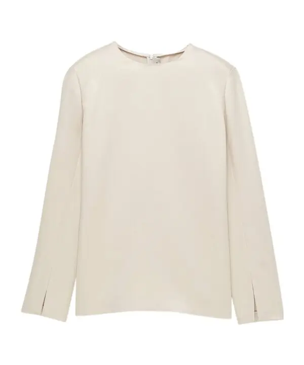 Carven Long Sleeve Shift Top In Double Satin