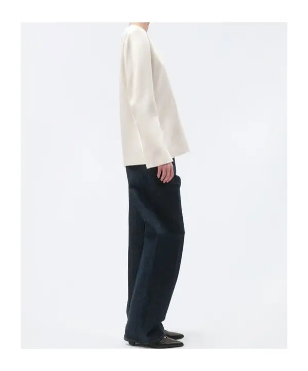 Carven Long Sleeve Shift Top In Double Satin