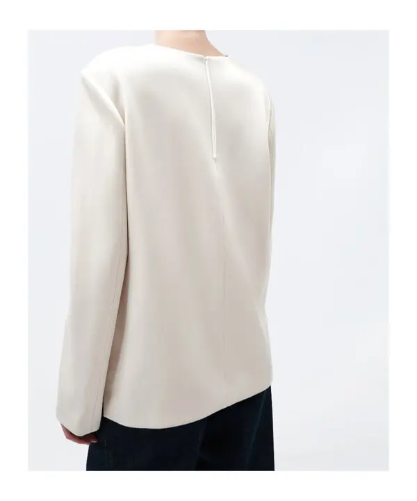 Carven Long Sleeve Shift Top In Double Satin