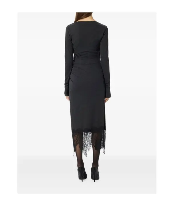 Blumarine Lace-trim Ruched Midi Dress