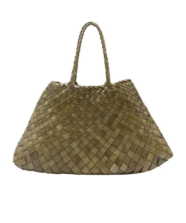 Dragon Diffusion Small Santa Croce Woven Leather Tote Bag - Khaki