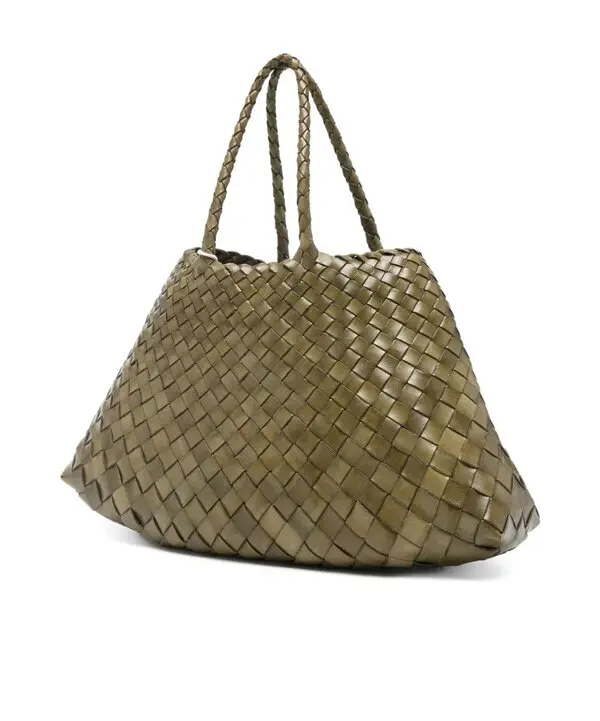 Dragon Diffusion Small Santa Croce Woven Leather Tote Bag - Khaki