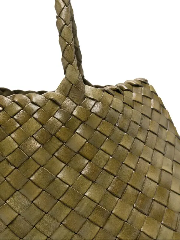 Dragon Diffusion Small Santa Croce Woven Leather Tote Bag - Khaki