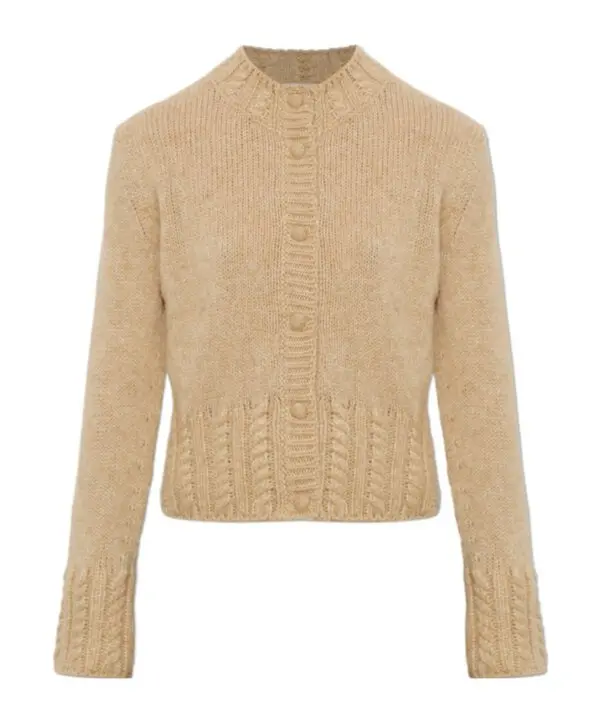 Moncler Textured Knit Cardigan - Beige