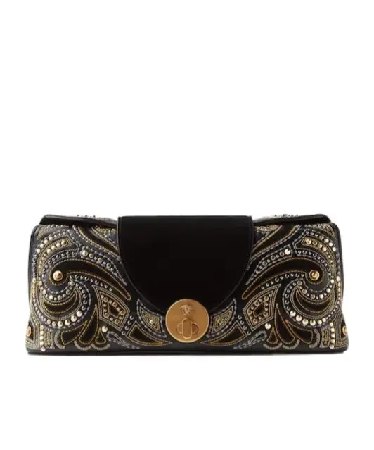 Versace Vivian Embroidered Suede Clutch