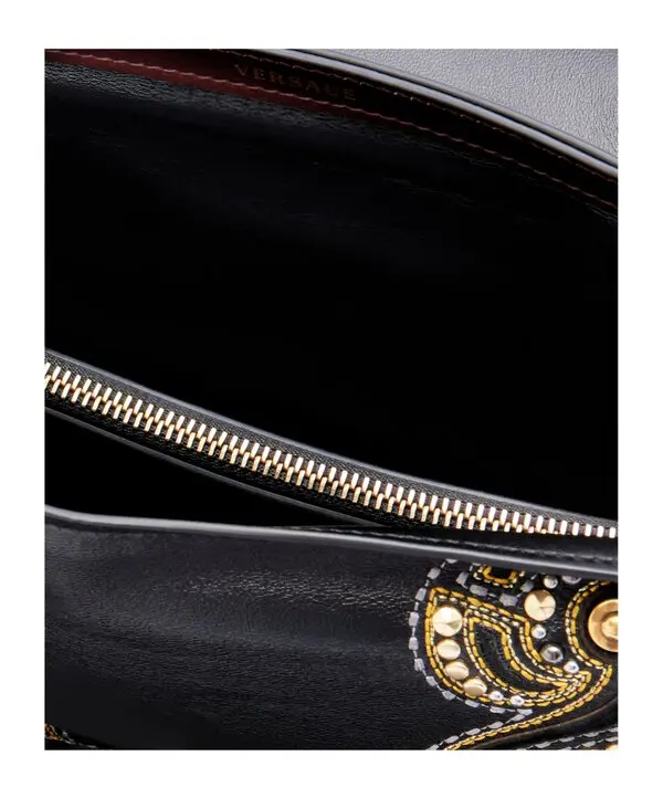 Versace Vivian Embroidered Suede Clutch
