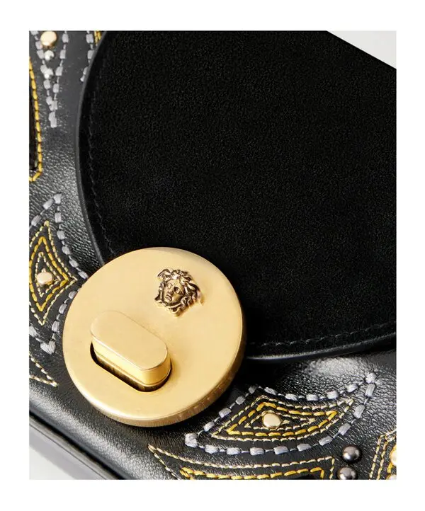 Versace Vivian Embroidered Suede Clutch