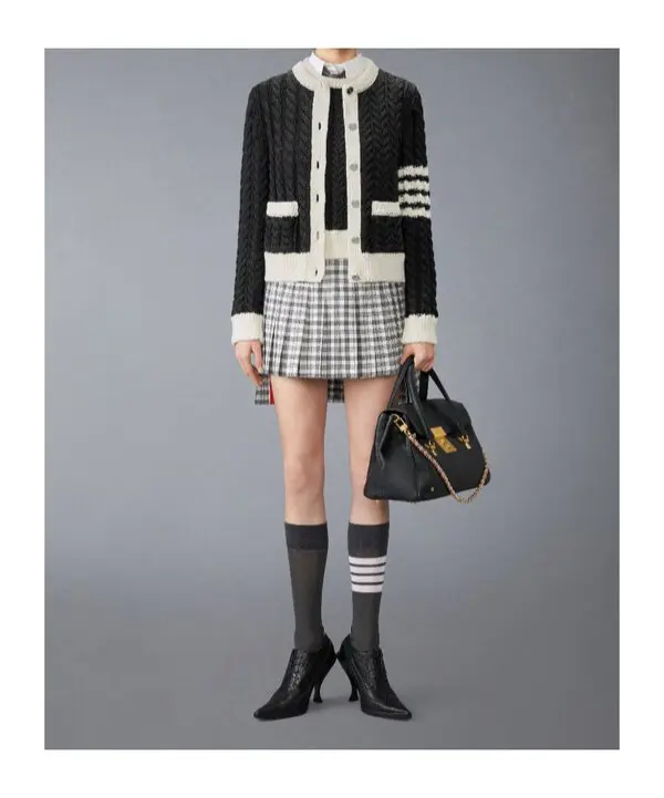 Thom Browne Merino-wool 4-bar Aran-cable Cardigan