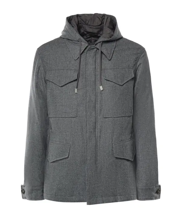 Eleventy Utility Hooded Jacket - Grey