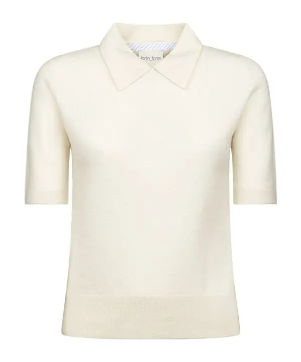 FORTE_FORTE Short-sleeved Collared Knit Sweater