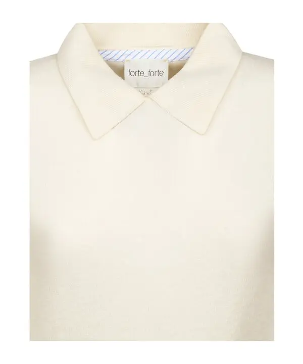 FORTE_FORTE Short-sleeved Collared Knit Sweater