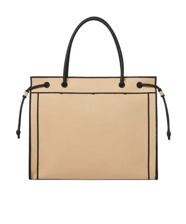 Fendi Embroidered Canvas Shopper - Beige
