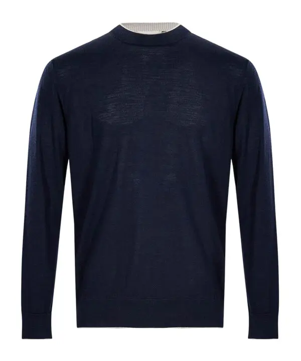 Eleventy Contrast-trim Fine-knit Sweater