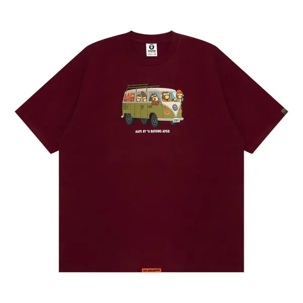 AAPE R Graphic-print Short Sleeve Tee 'burgundy