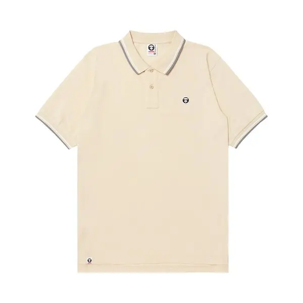AAPE Moonface Embroidered Twin Tipped Polo 'beige/light