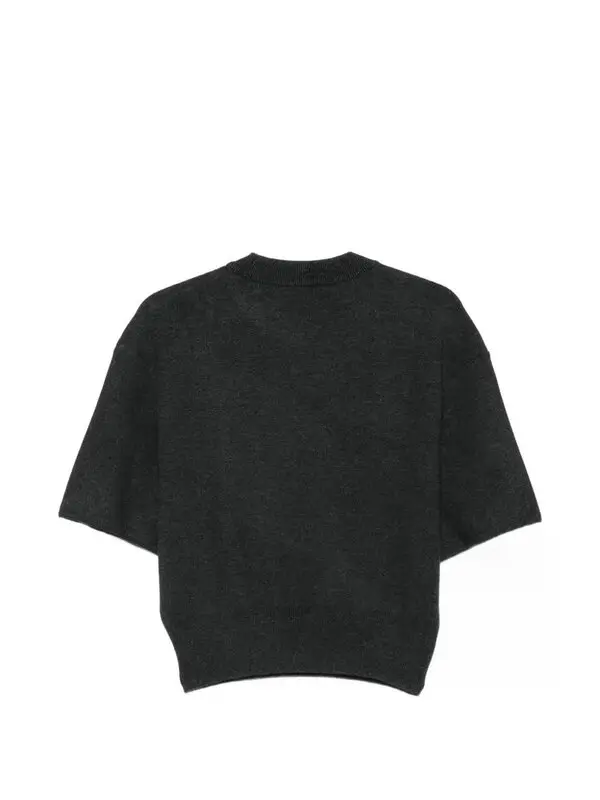 AMOMENTO Short-sleeve Knitted Sweater