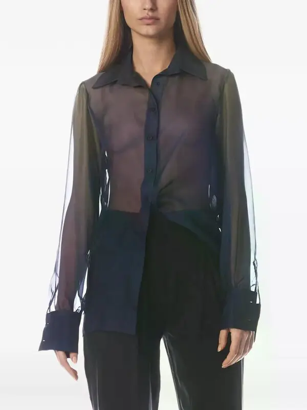 TESSITURA The Navy Semi-sheer Silk Shirt
