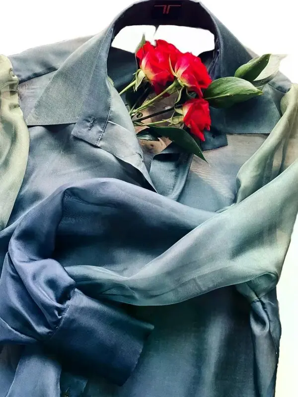 TESSITURA The Navy Semi-sheer Silk Shirt