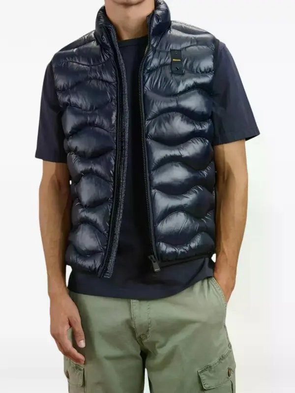 BLAUER. Quilted Logo-patch Gilet