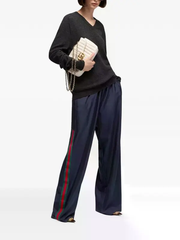Gucci Web-stripe Silk Trousers