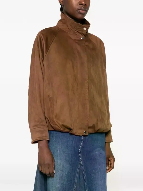 Marella High-neck Raglan-sleeve Jacket - Brown
