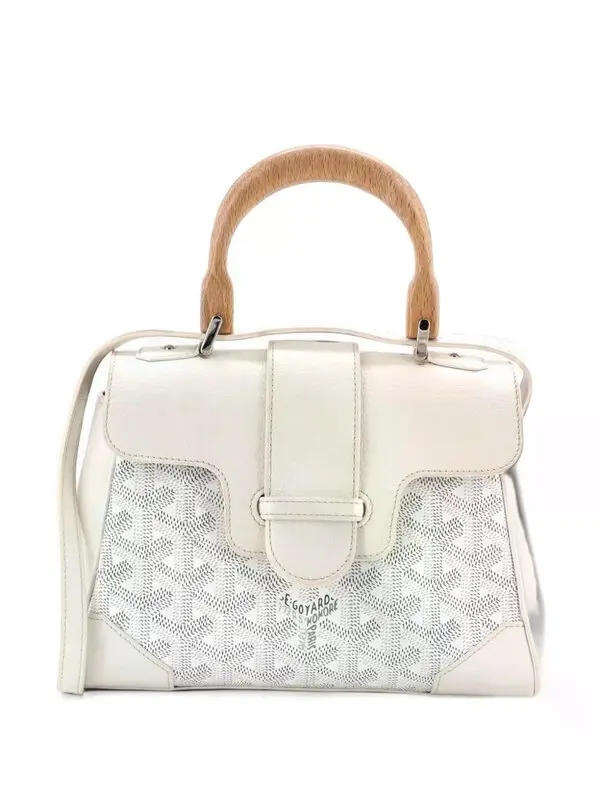 Goyard Saigon Top Handle Bag Coated Canvas With Leather Mini Shoulder Bag - White