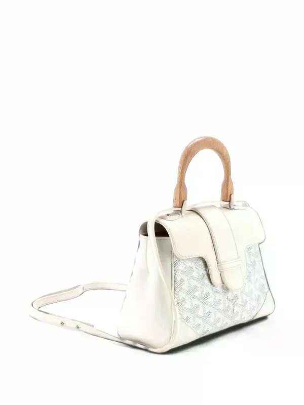 Goyard Saigon Top Handle Bag Coated Canvas With Leather Mini Shoulder Bag - White