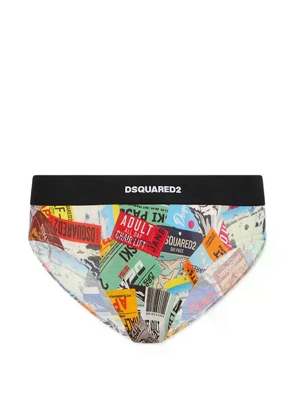 Dsquared2 Graphic-print Logo-waistband Briefs - Black