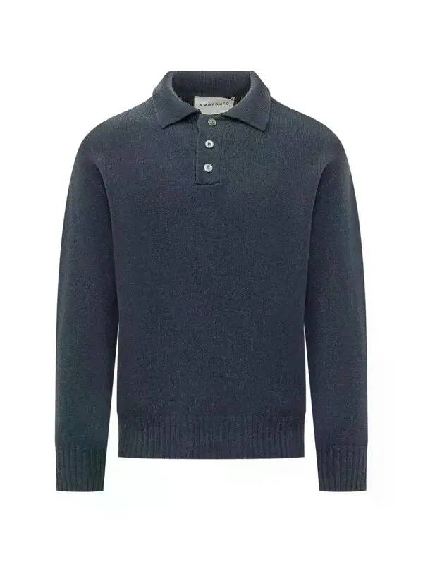 AMARANTO Long-sleeve Knitted Polo Shirt